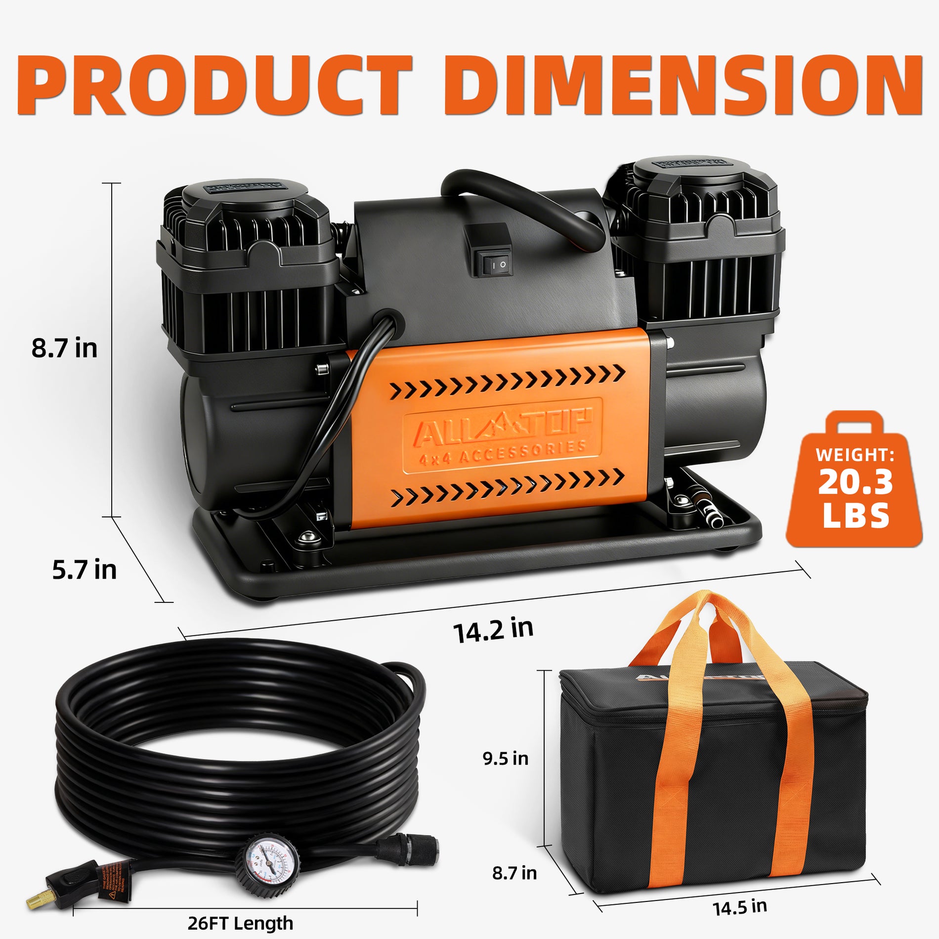 Air Compressor Kit Dual Cylinder - 12.35 ft³/Min - 12V DC | ALL-TOP