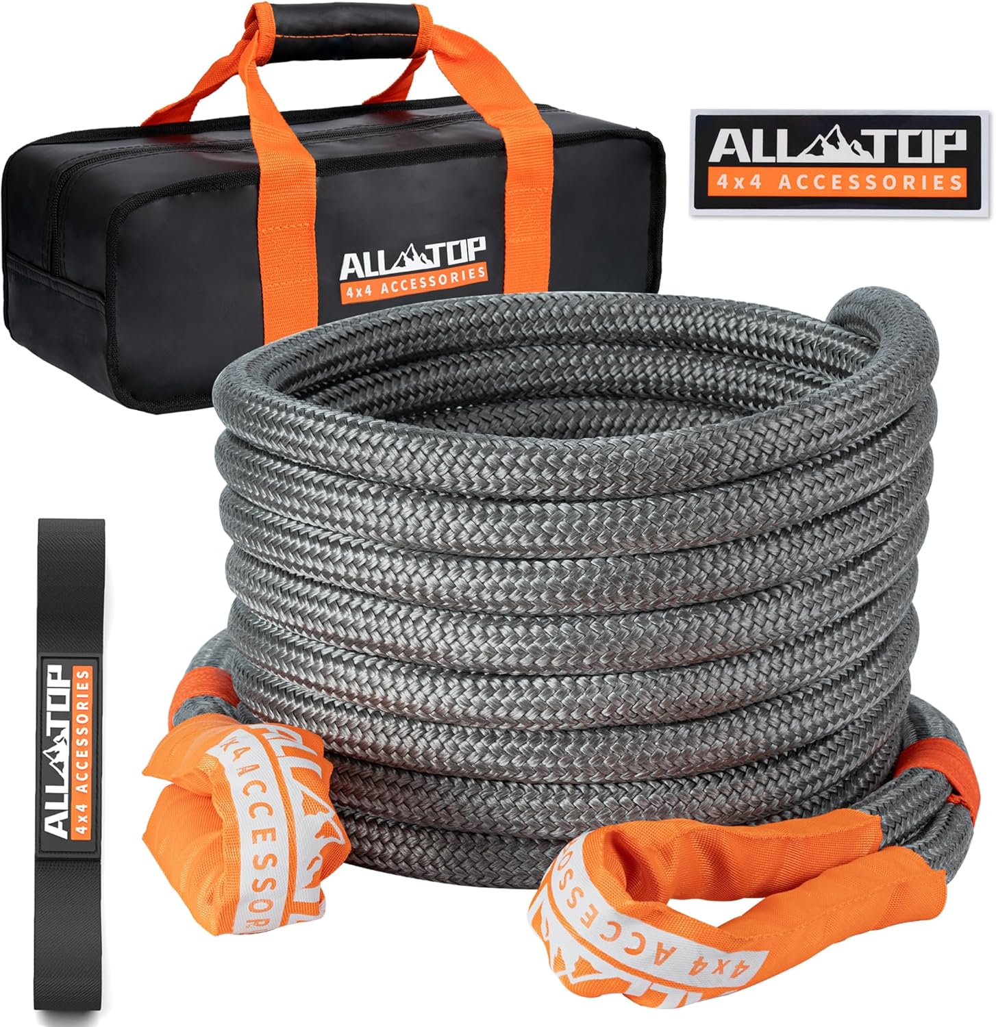 Kinetic Recovery Rope - 1in x 30ft - 48,000 Lbs - Gray | ALL-TOP